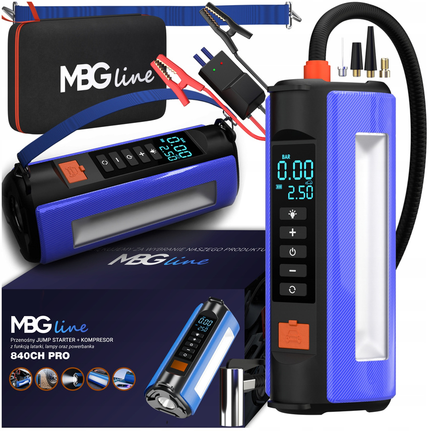 MBG Line® 840CH PRO – Jump Starter, Kompresor, Powerbank i Latarka 4w1 ...